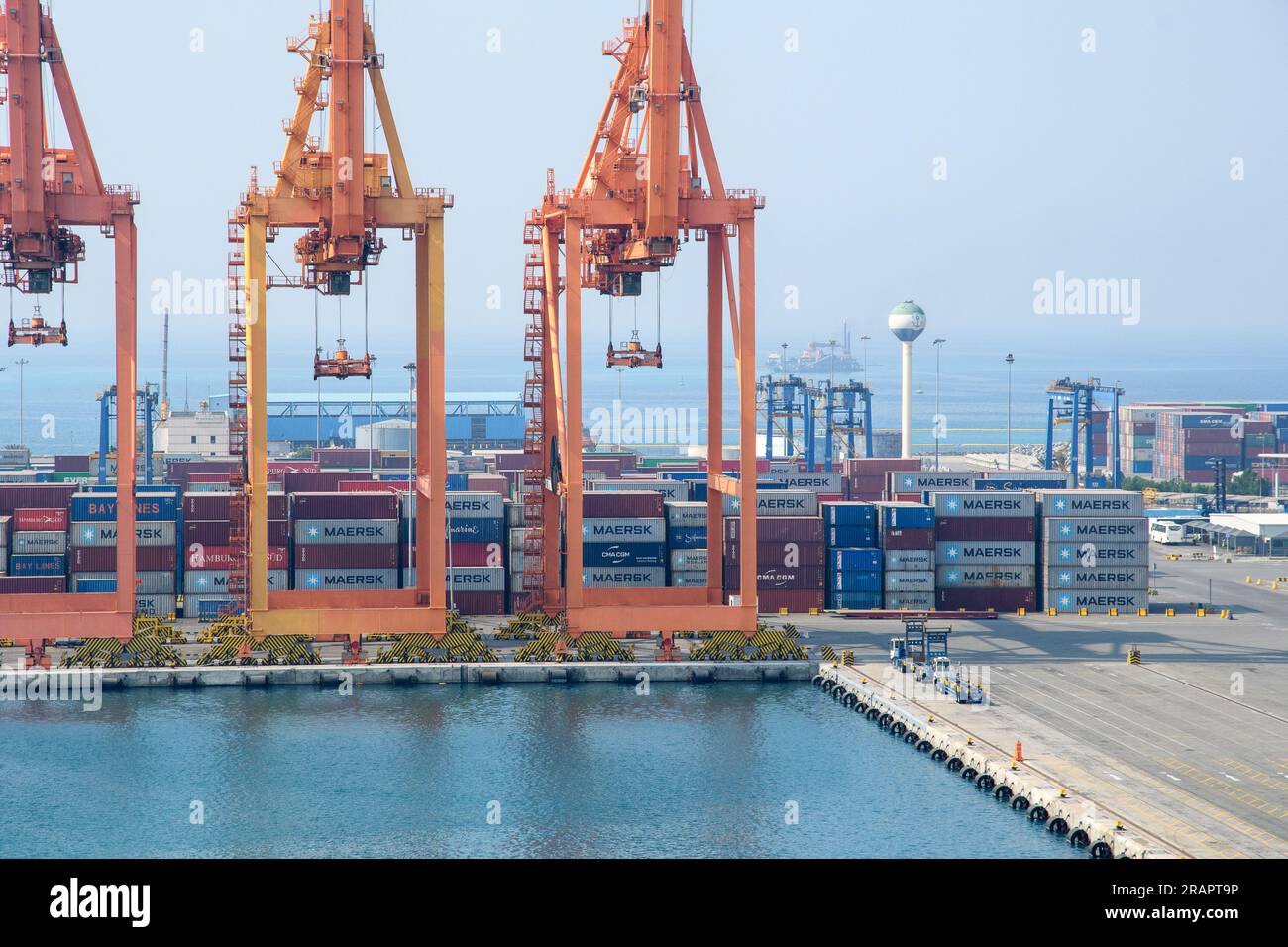 Jeddah, Saudi Arabia - December 21, 2022: Port cranes for loading ...