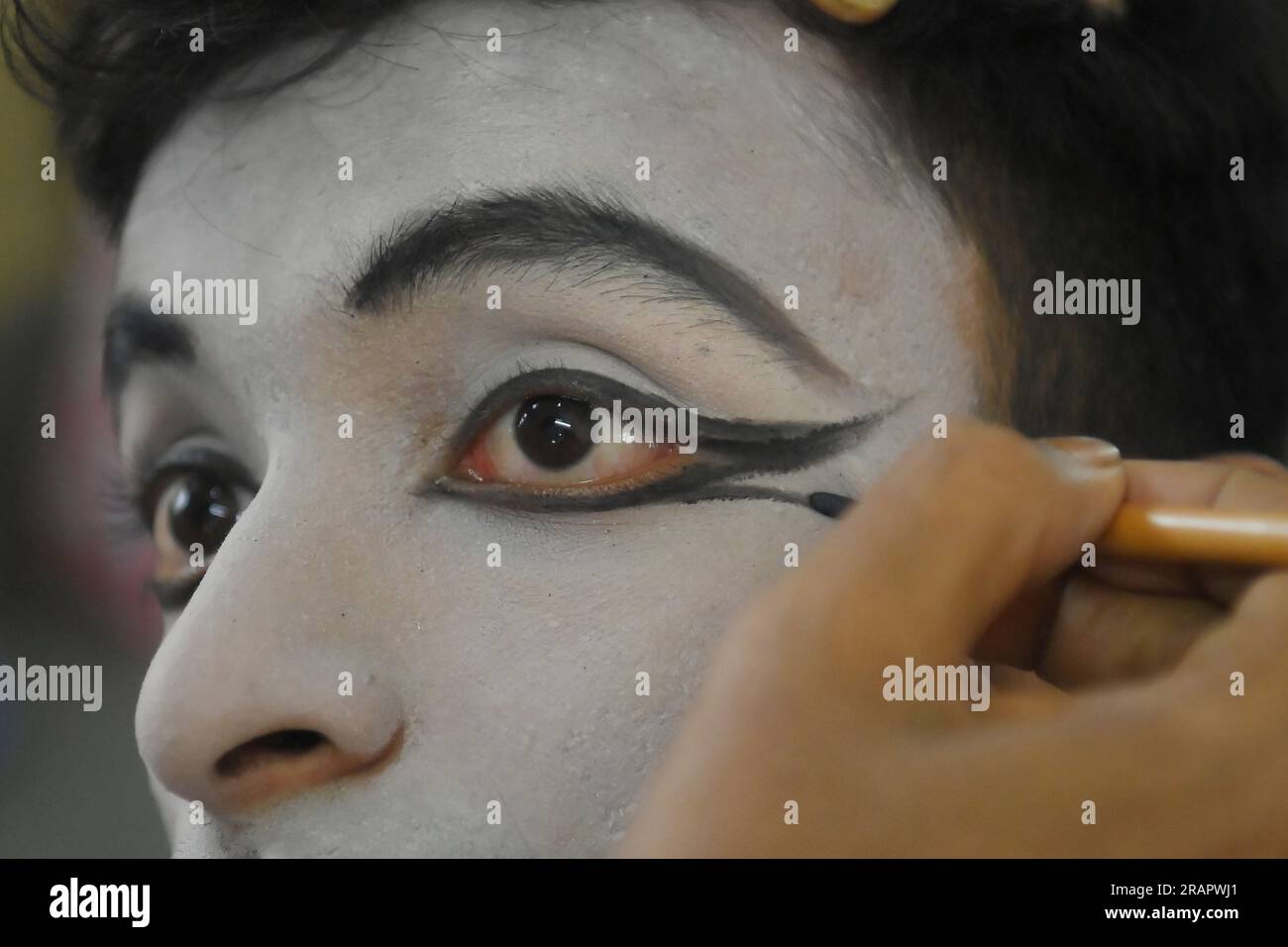 Mime artists from a mime group,"Sur-Pancham", are getting ready for a ...