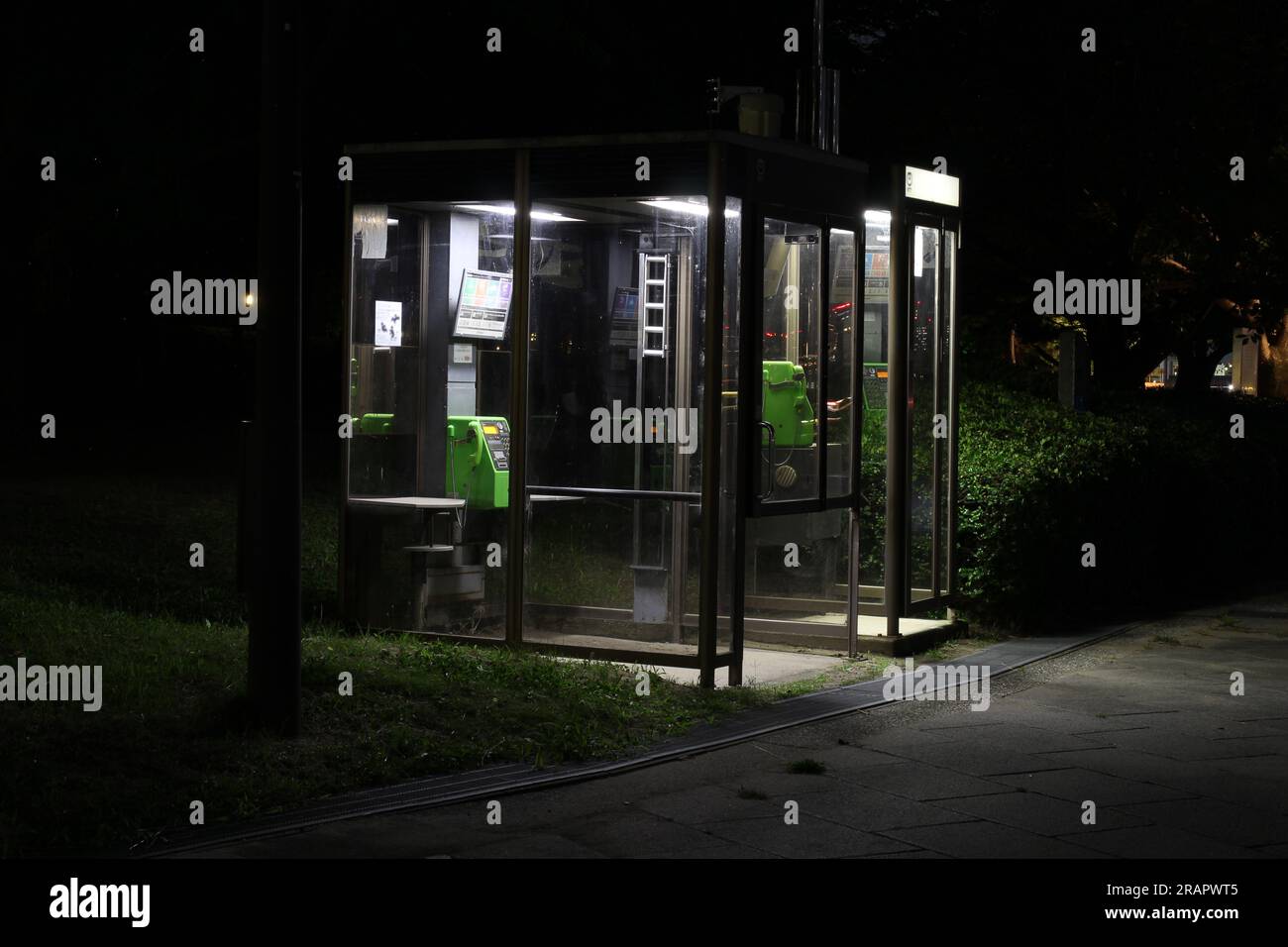 Phone booth at night in Odaiba, Tokyo, Japan Stock Photo - Alamy