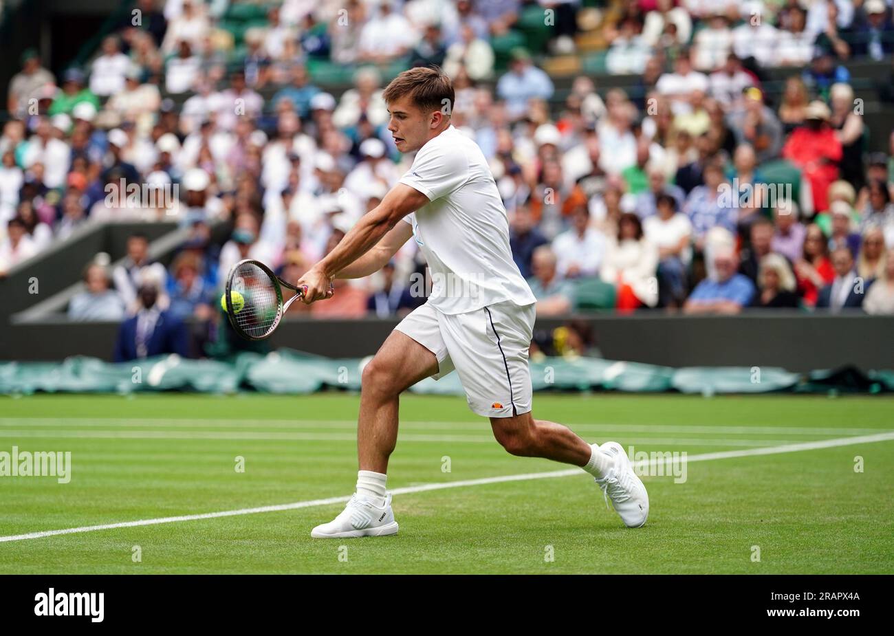 Arthur Fery in action against Daniil Medvedev (not pictured) on day ...