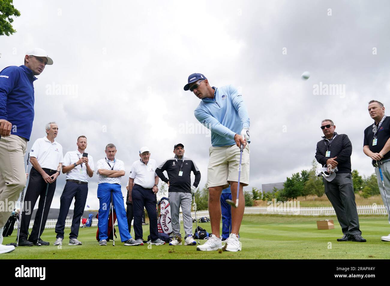 Crushers GC's Bryson DeChambeau (centre) conducts a blind golf tutorial ...