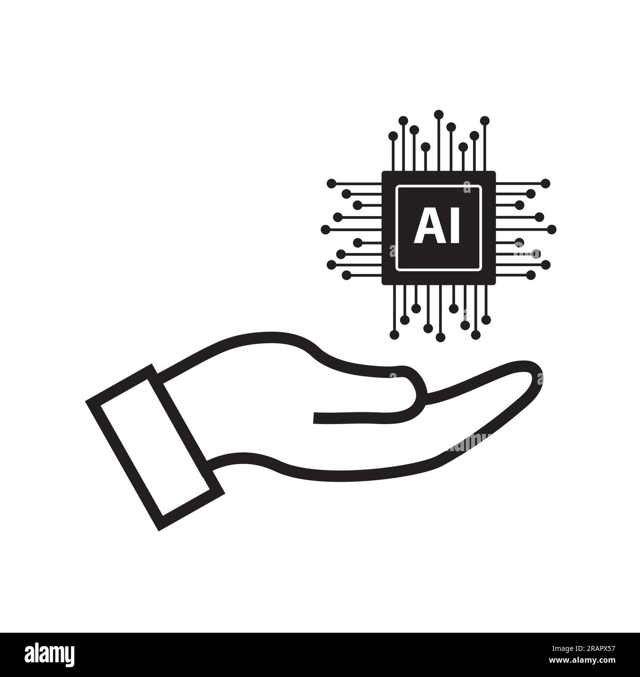 Hand holding a AI logo on a white background with copy space Stock ...