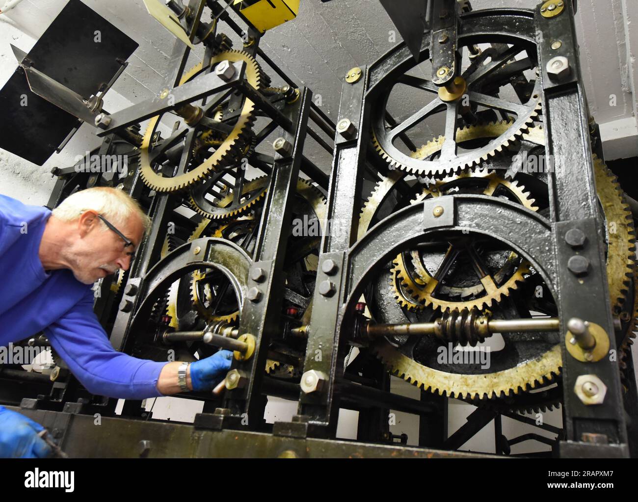 05 July 2023, Saxony, Leipzig: The clockwork, which is part of the ...