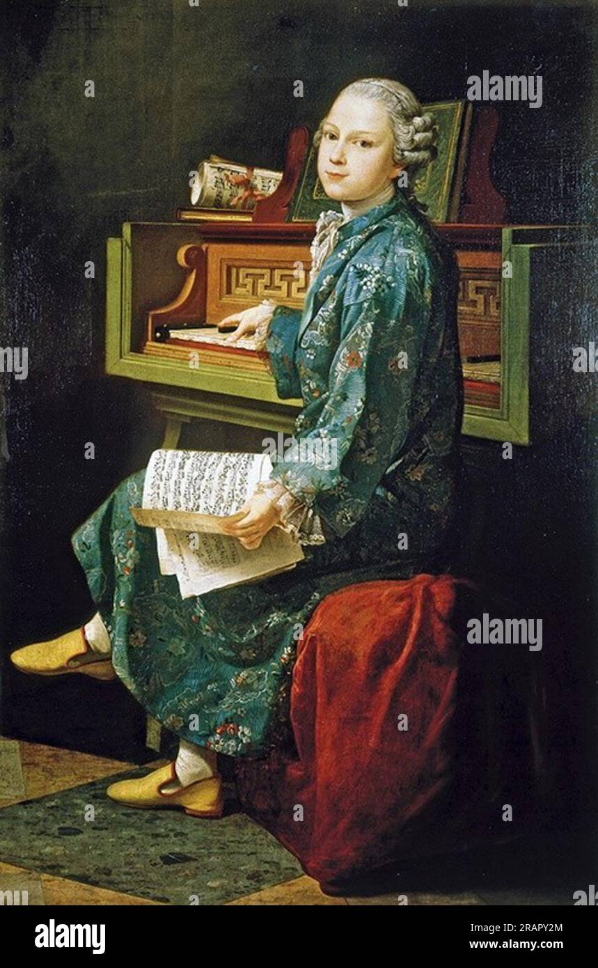 Wolfgang Amadeus Mozart in 1767 1767 by Joseph Duplessis Stock Photo ...