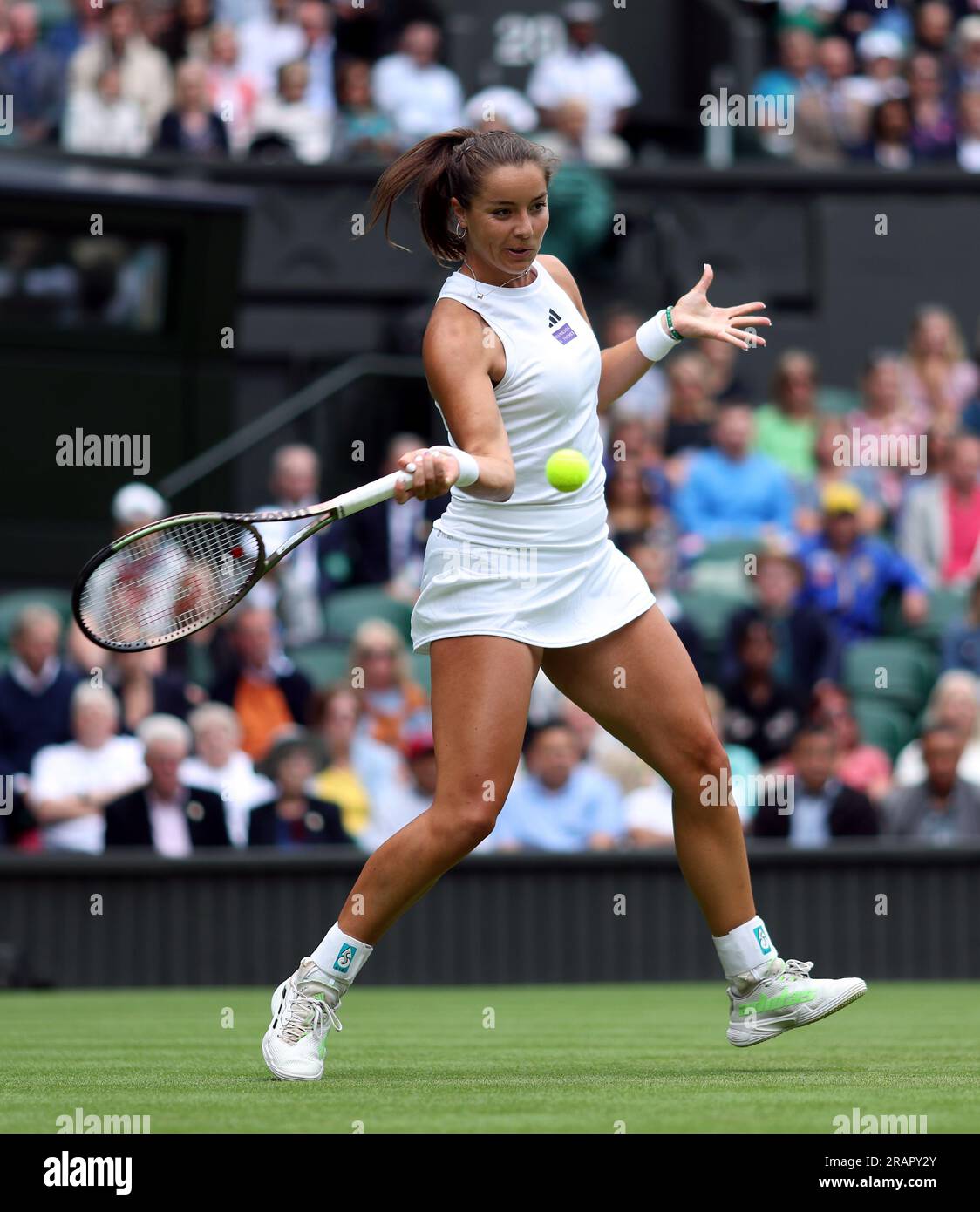 Jodie Burrage in action against Daria Kasatkina (not pictured) on day ...