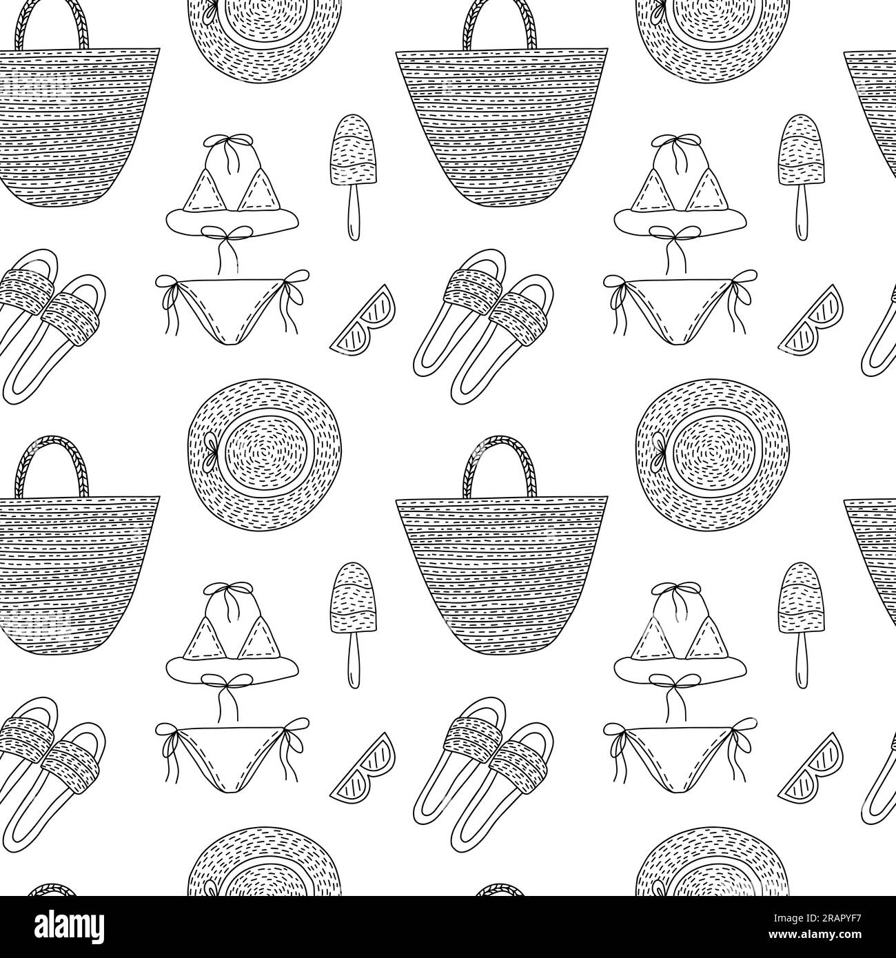 Doodle sunner beach seamless pattern Stock Vector Image & Art - Alamy