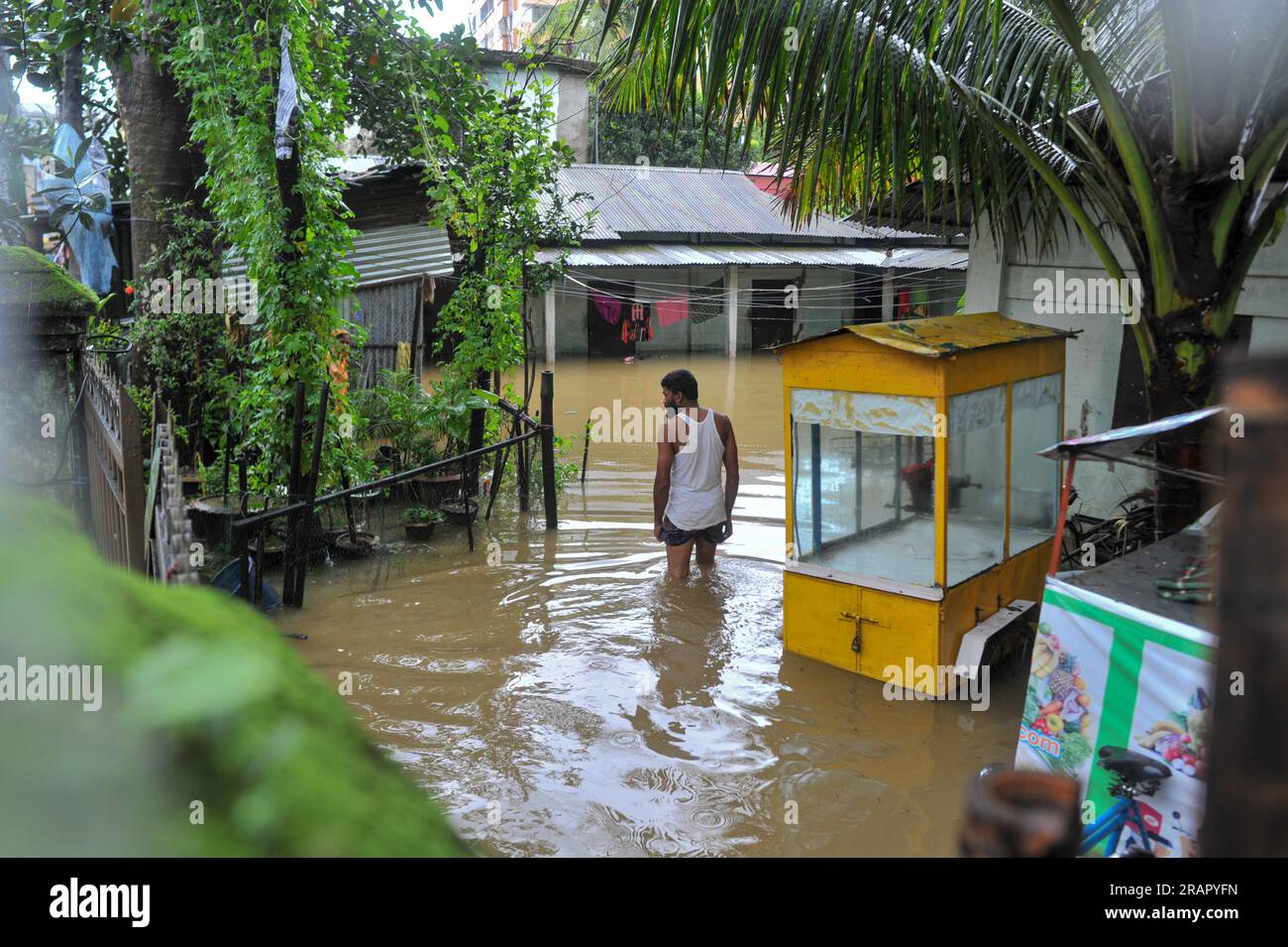 People make their way during heavy rainfall. Incessant rains for the ...