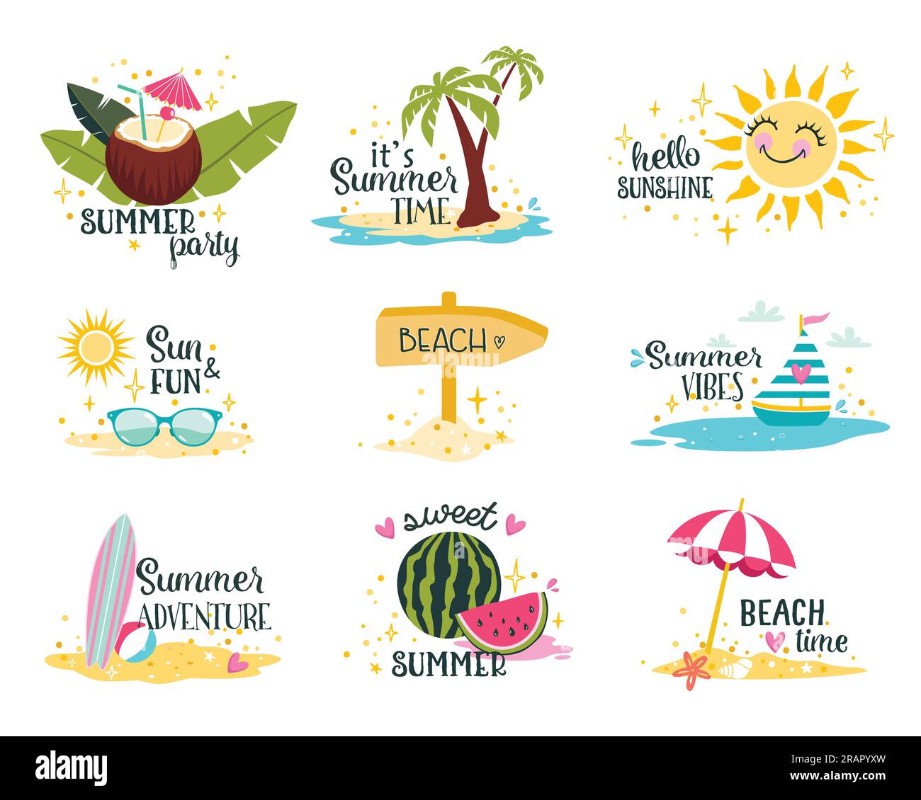 Sunny beach on sea Stock Vector Images - Alamy