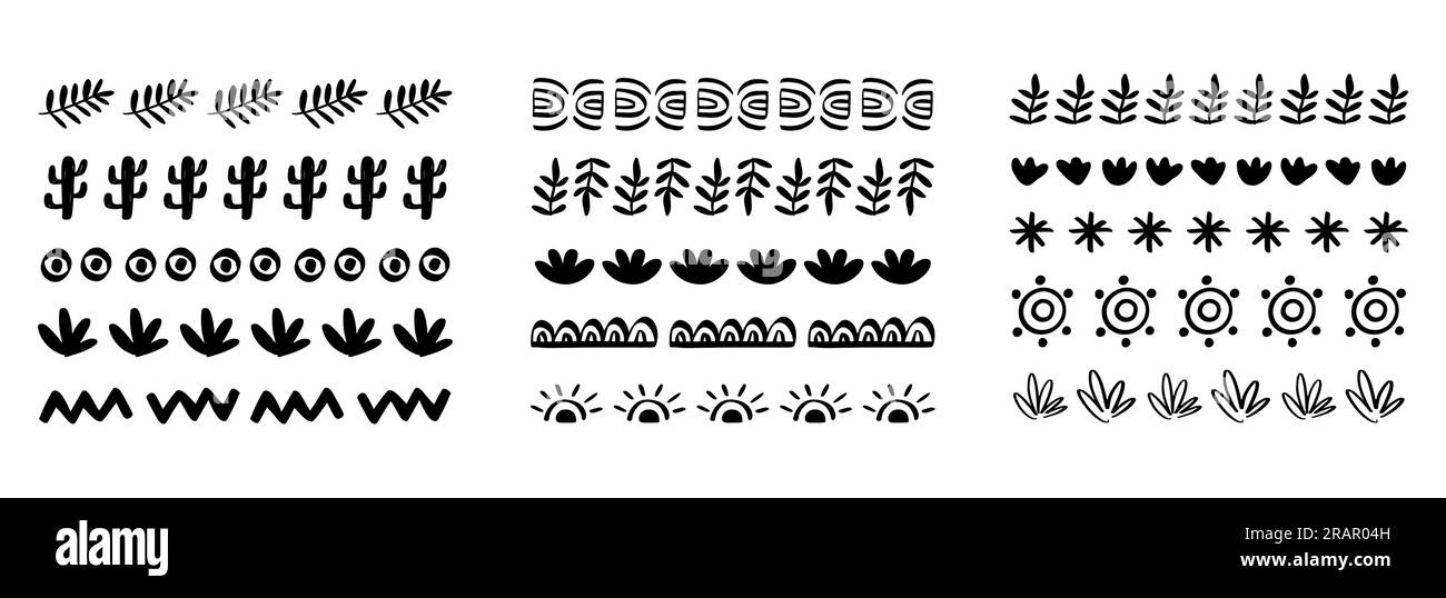 Vector Boho Doodle Borders Set. Tribal Strokes Stock Vector Image & Art ...