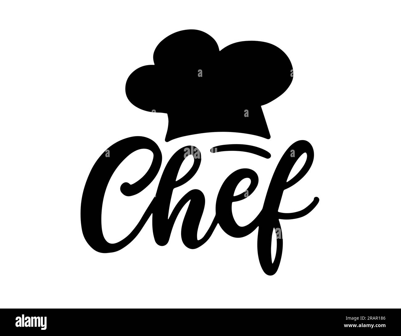 Chef Lettering Cook Hat Line Art Drawing Logo Stock Vector Image & Art ...