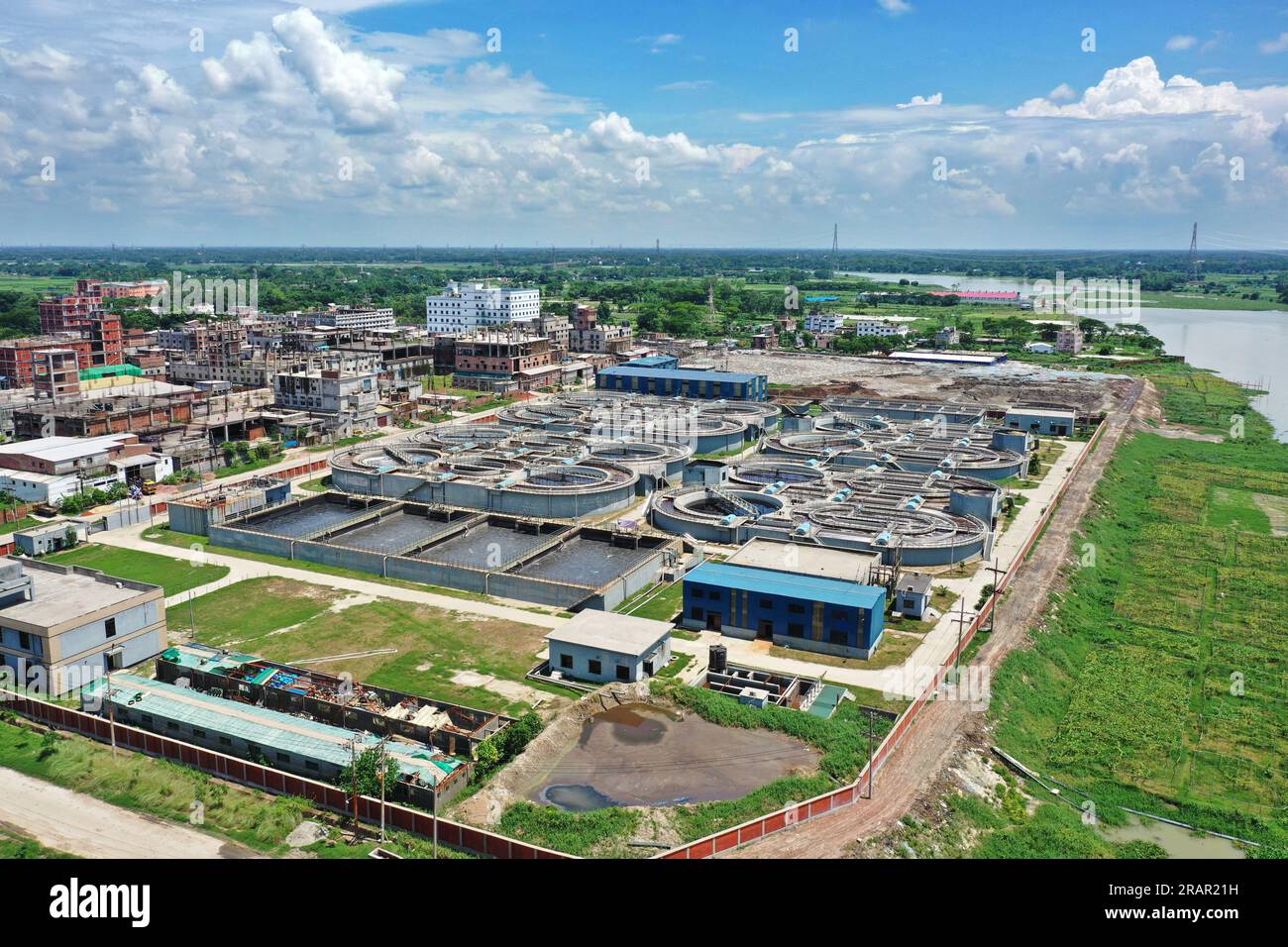 Dhaka, Bangladesh - July 04, 2023: The bird's-eye view of the central ...