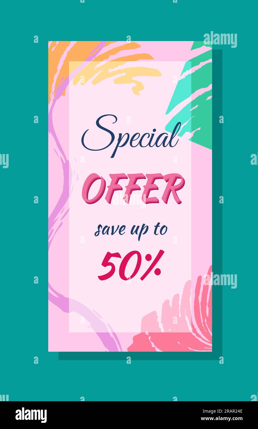 Seasonal summer sale poster, label, banner, or leaflet. Vertical banner ...