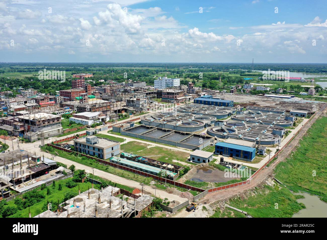 Dhaka, Bangladesh - July 04, 2023: The bird's-eye view of the central ...