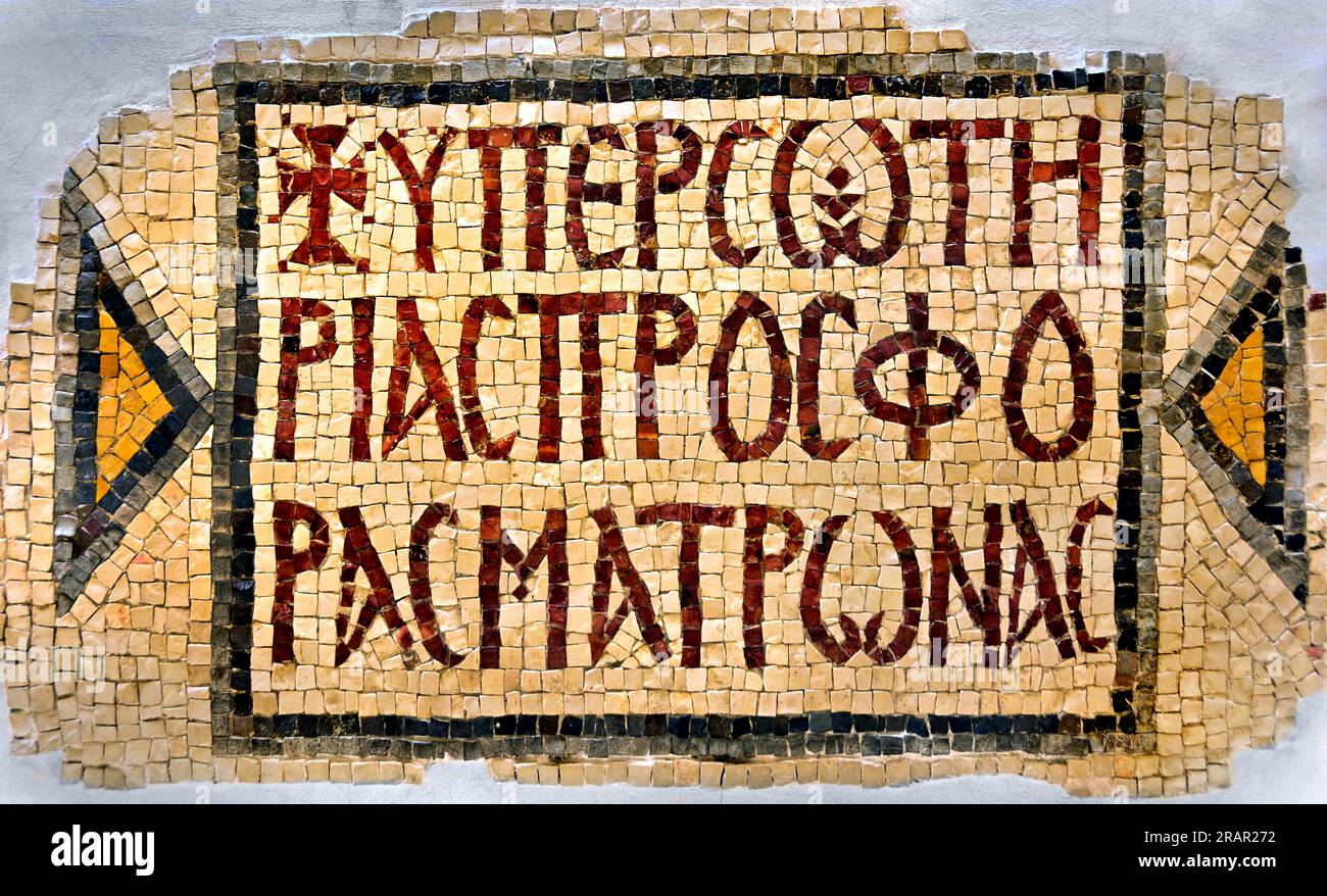Greek inscription from the Kayanos church Ayoun Mousa, Mount Nebo ...