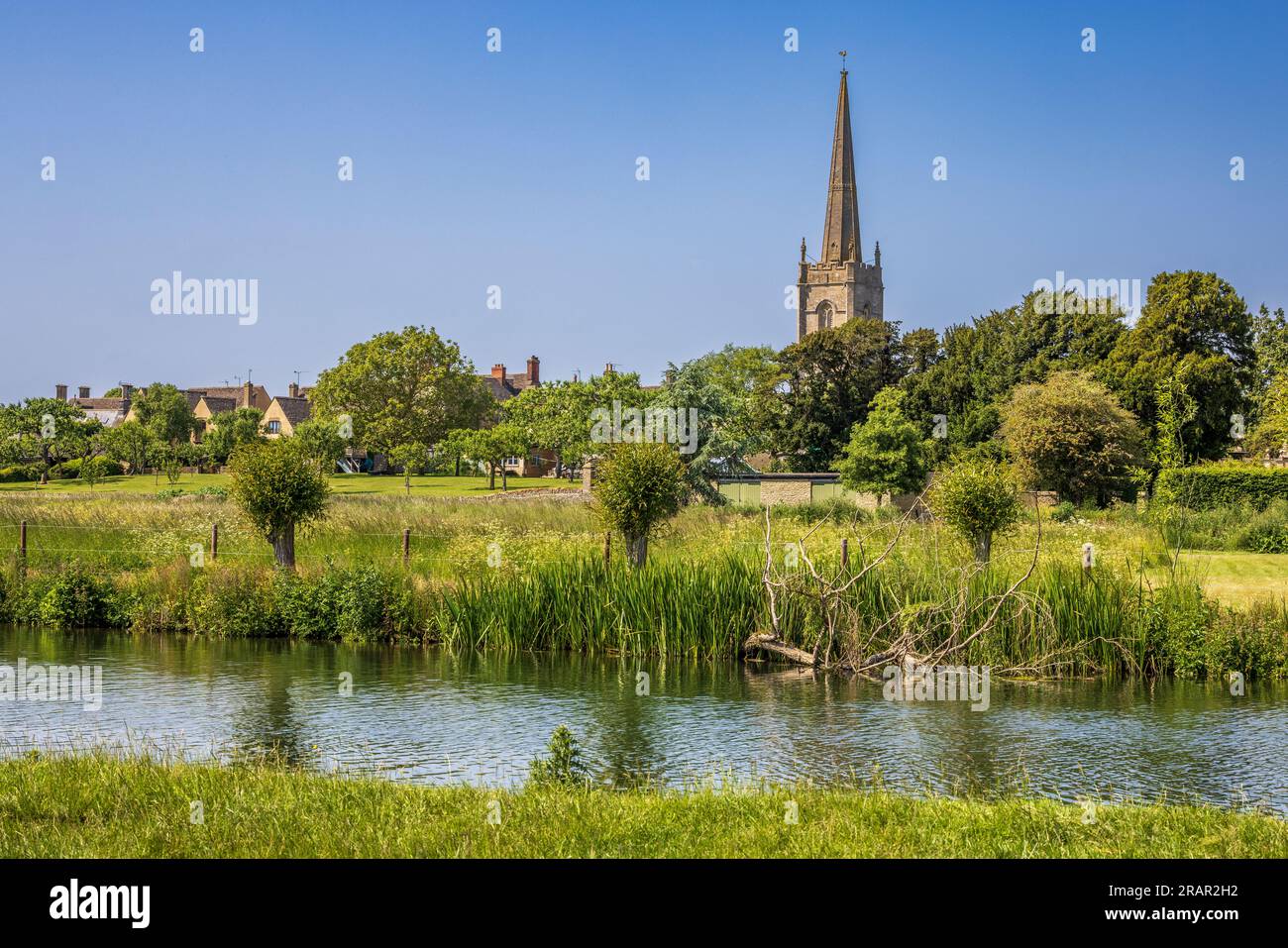 The Thames with St Lawrence church at Lechlade-on-Thames in the ...