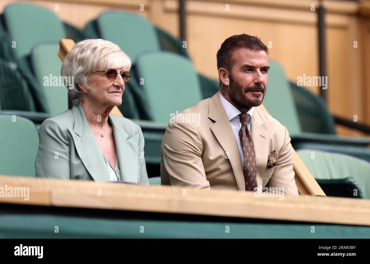 David Beckham and his mother Sandra Beckham in the royal box of centre ...