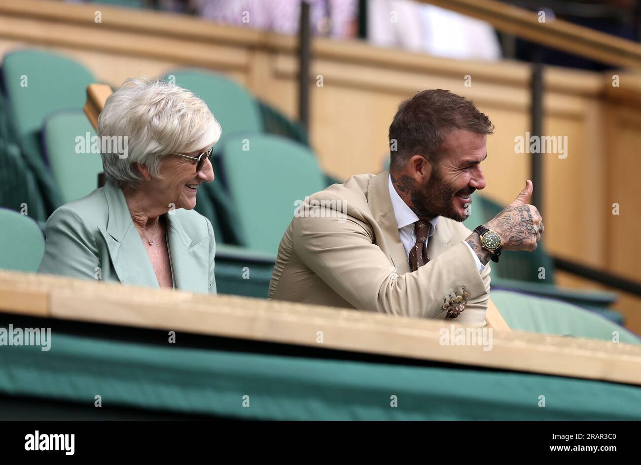 David Beckham and his mother Sandra Beckham in the royal box of centre ...