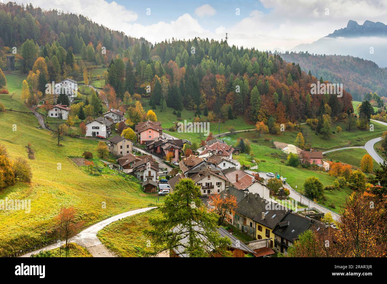 upland landscape and magre' village, lavarone, italy Stock Photo - Alamy
