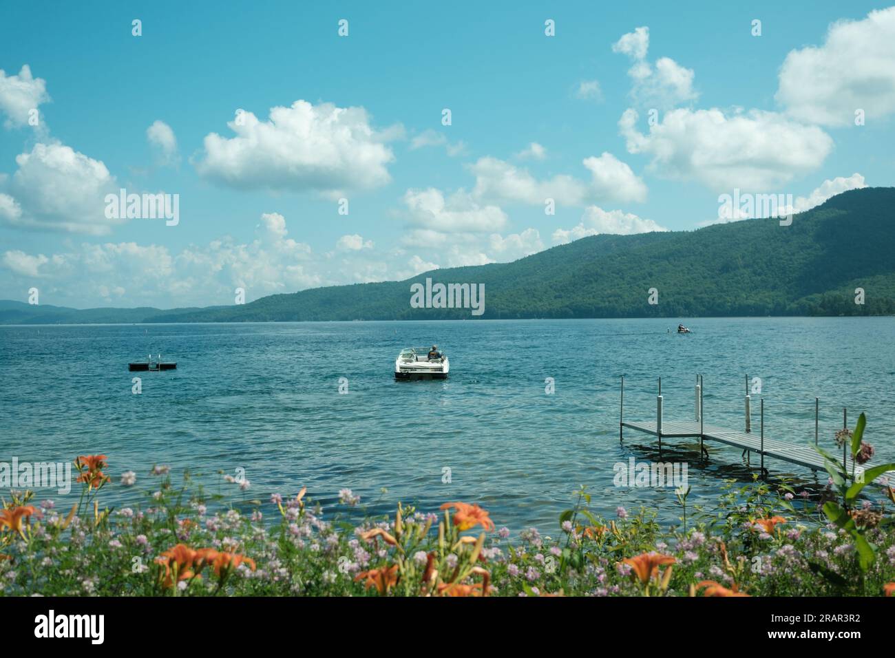 Lake George on a beautiful summer day, Silver Bay, New York Stock Photo ...