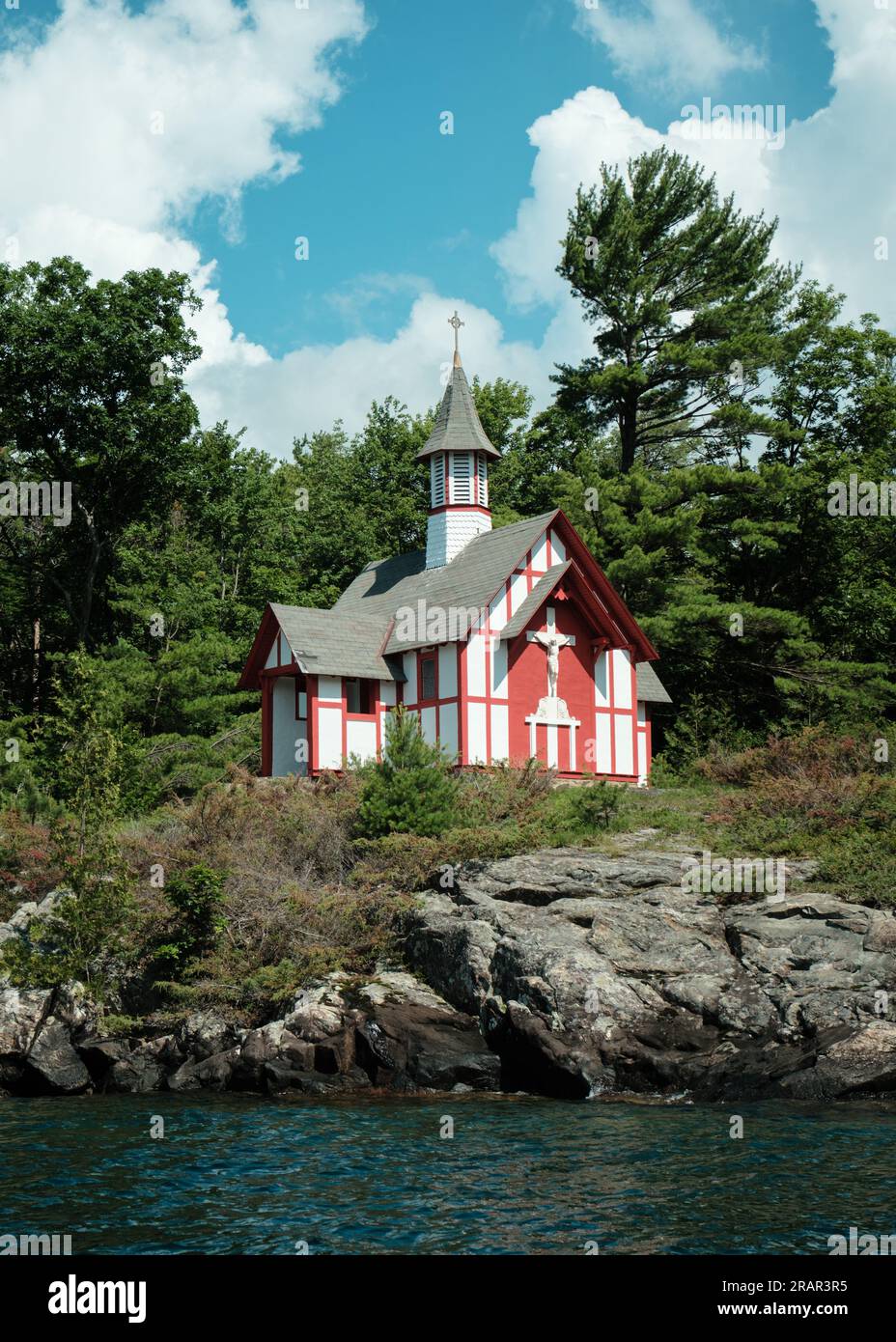 The Chapel of Isaac Jogues, on Lake George in Bolton, New York Stock ...