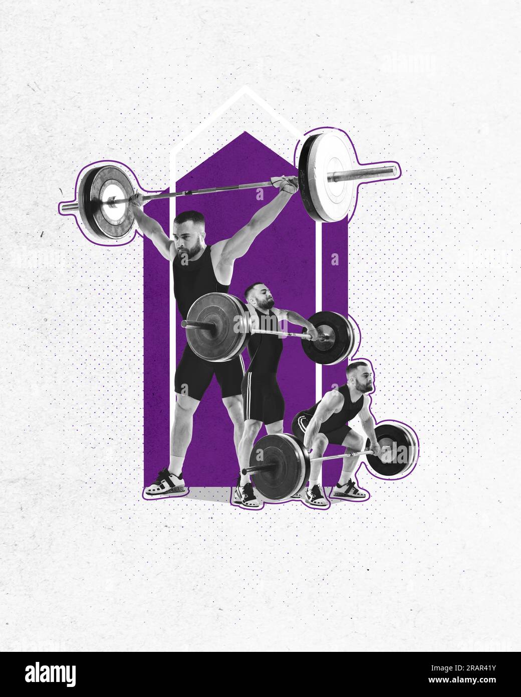 Muscular, strong, athletic bearded man, bodybuilder lifting weights ...