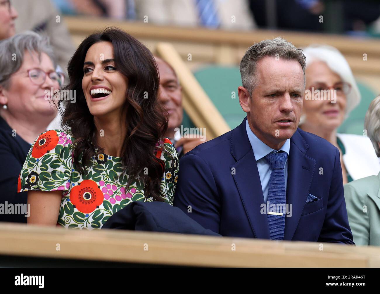 Luke and Diane Donald in the royal box of centre court on day three of ...