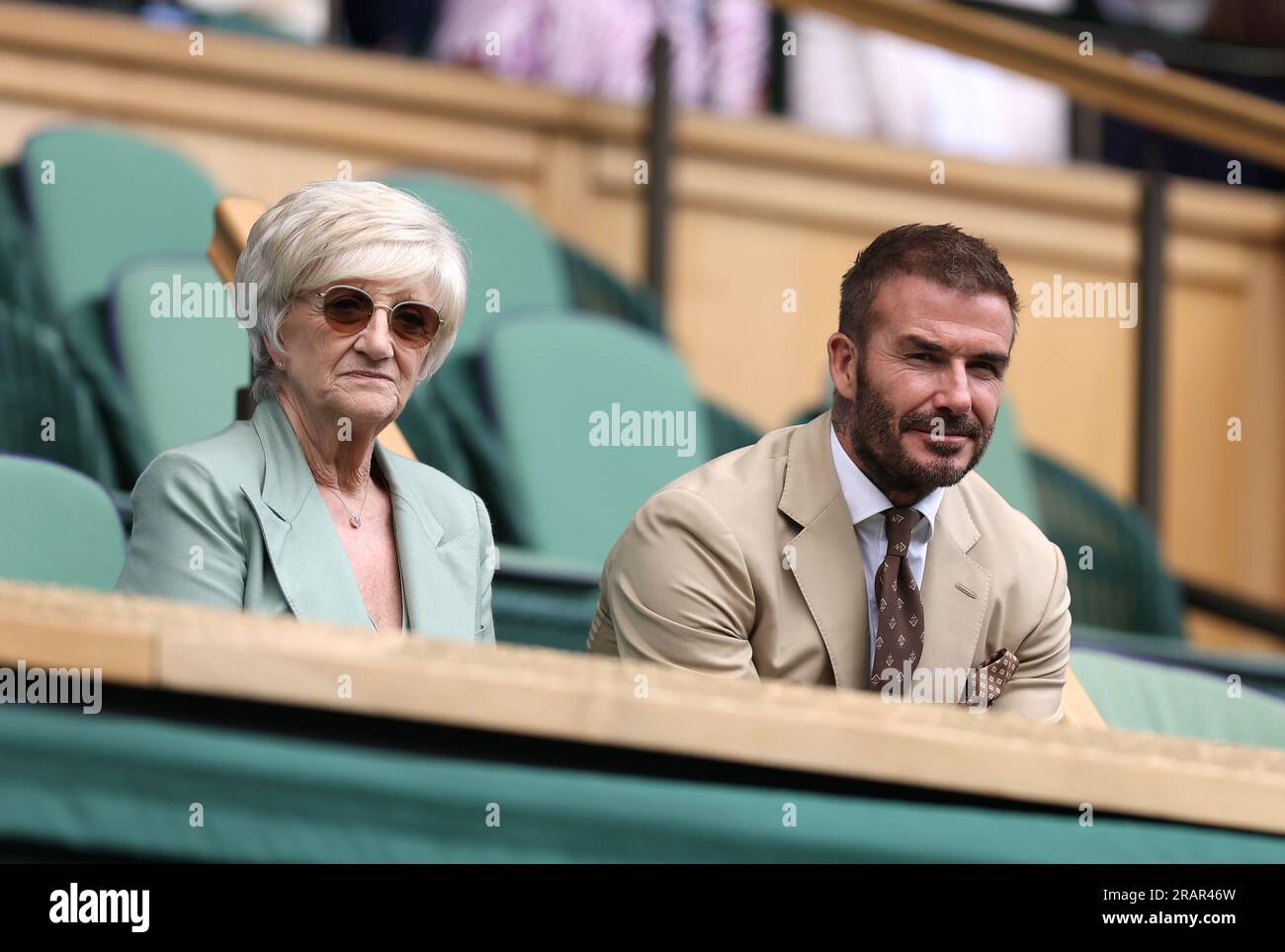David Beckham and his mother Sandra Beckham in the royal box of centre ...
