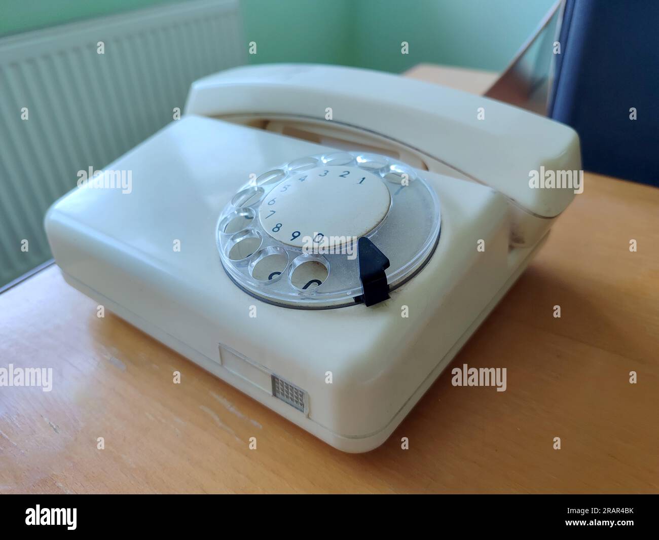 White old phone on office. Concept of obsolete technology Stock Photo ...