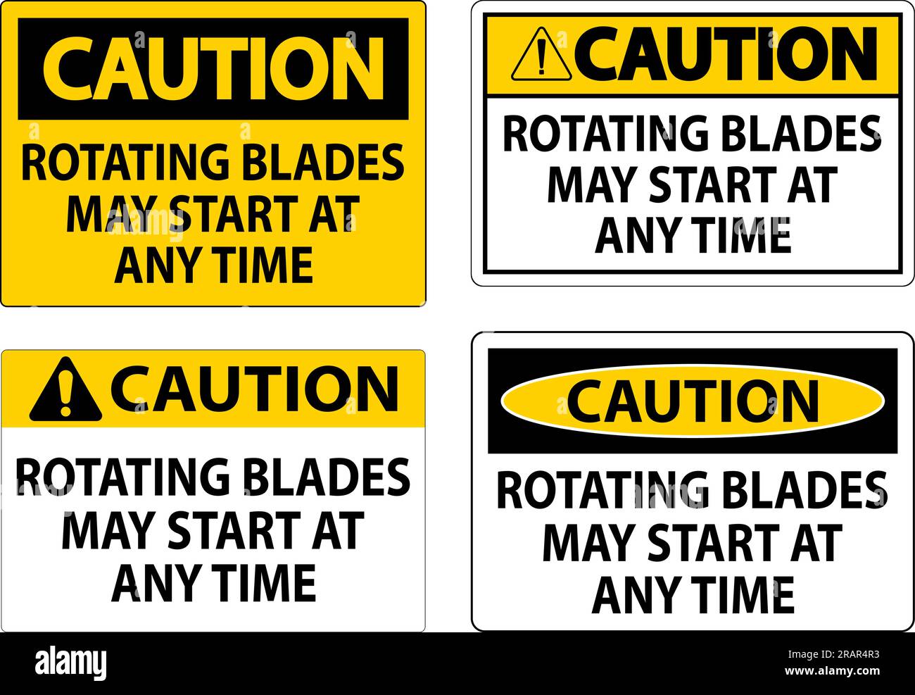 Caution Sign Rotating Blades May Start At Any Time Stock Vector Image ...