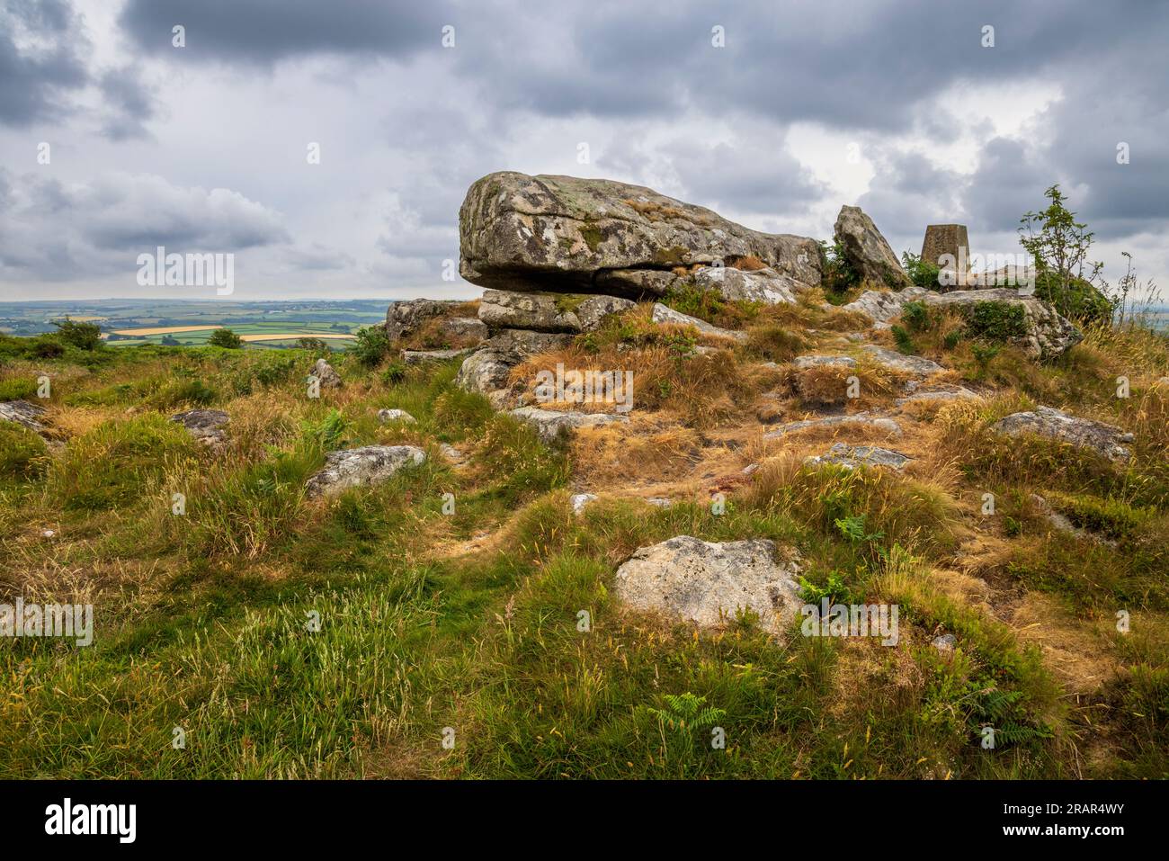 The Triangulation Point and stacked rocks at Berry Castle Iron Age ...