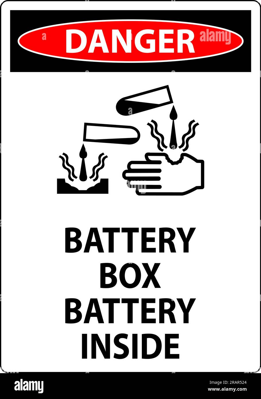 Danger Battery Box Battery Inside Sign With Symbol Stock Vector Image ...