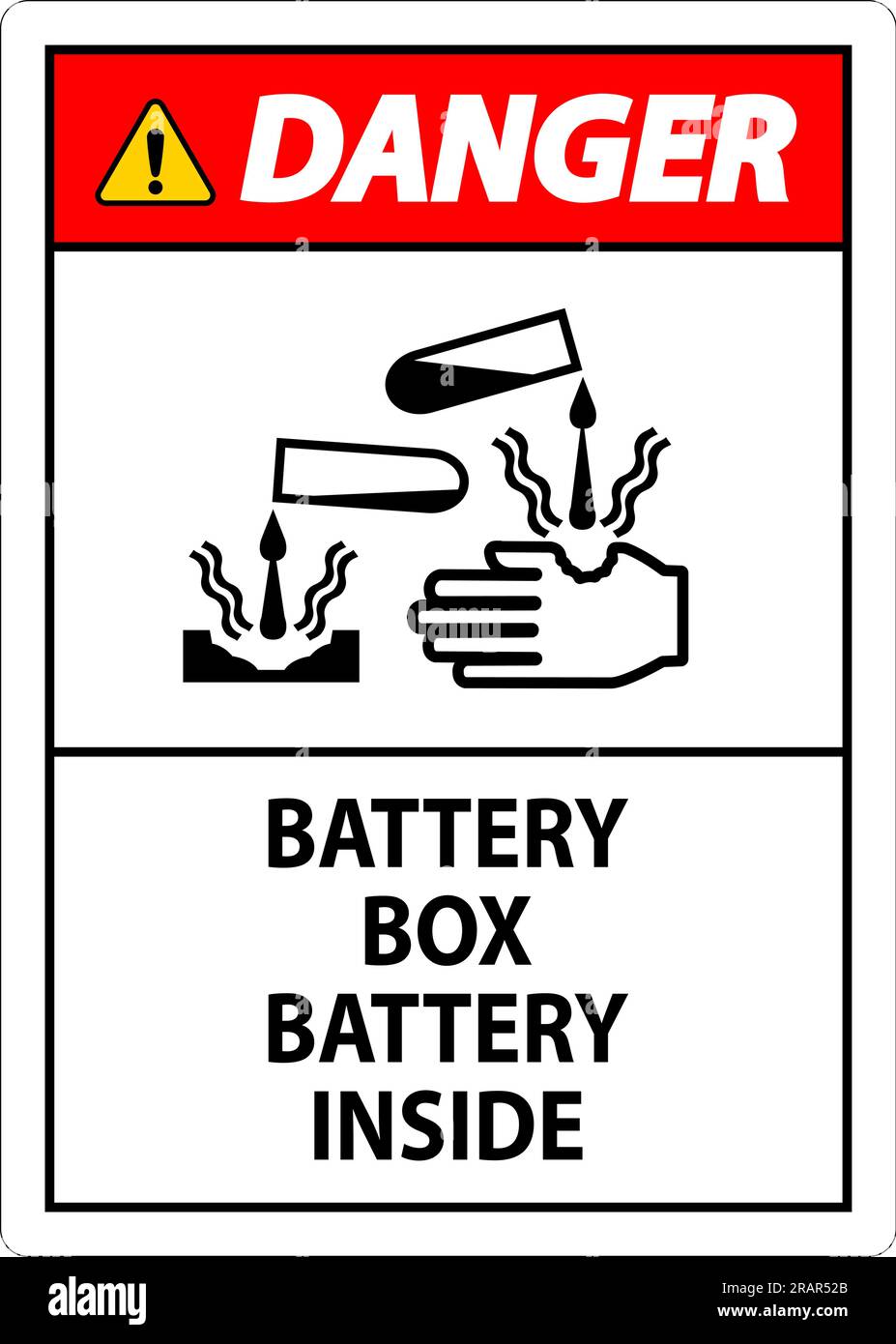 Danger Battery Box Battery Inside Sign With Symbol Stock Vector Image ...