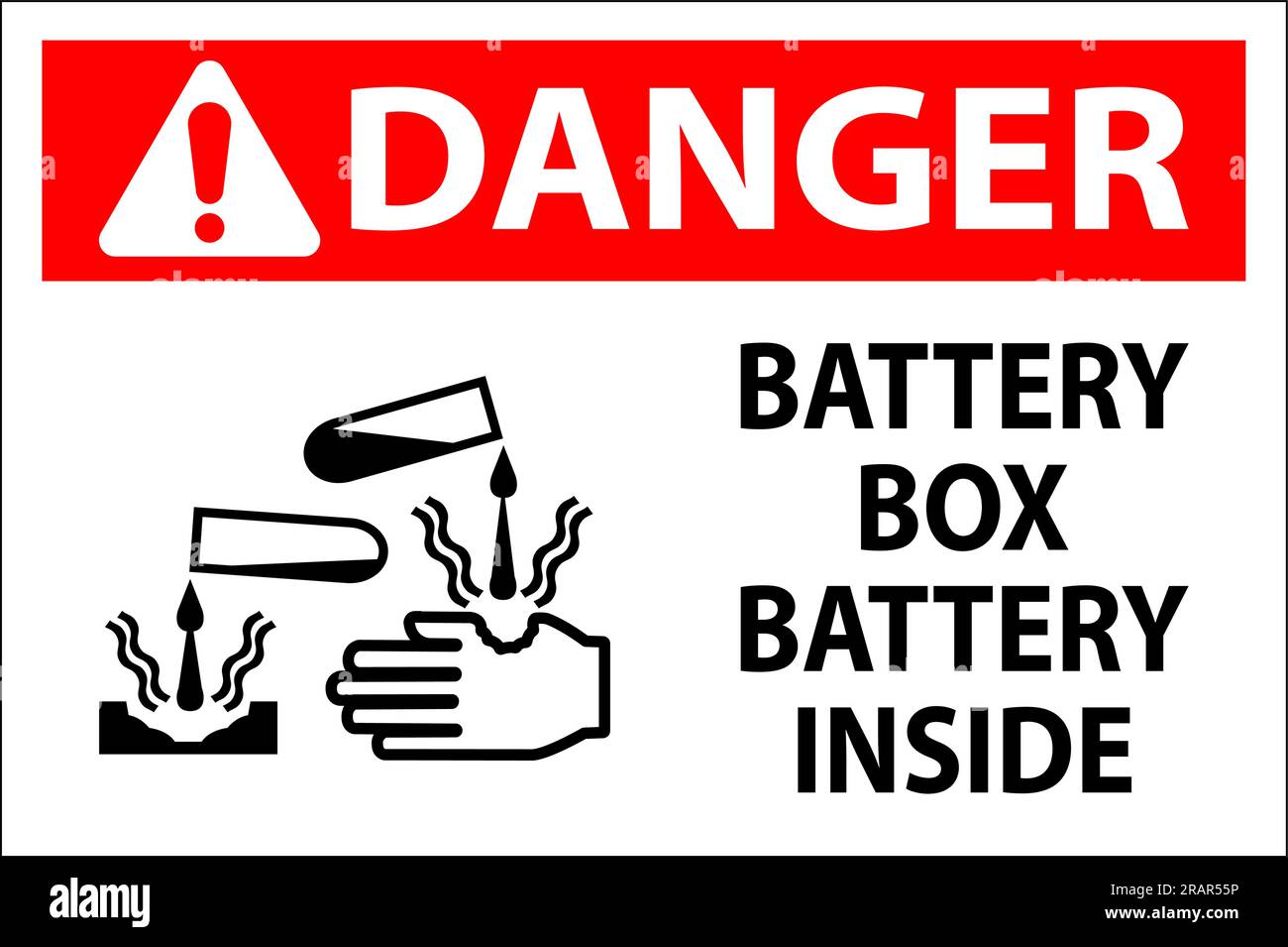 Danger Battery Box Battery Inside Sign With Symbol Stock Vector Image ...