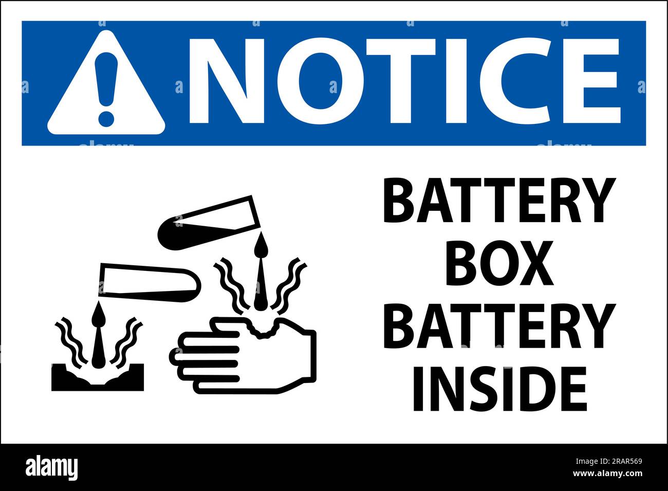 Notice Battery Box Battery Inside Sign With Symbol Stock Vector Image ...