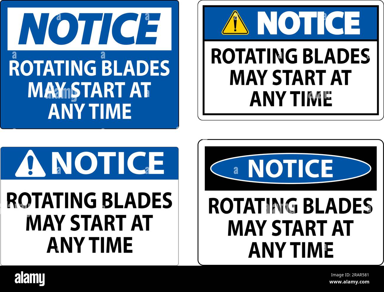 Notice Sign Rotating Blades May Start At Any Time Stock Vector Image ...