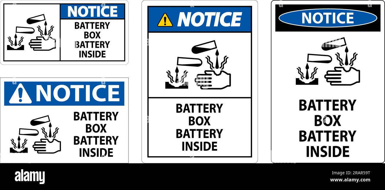 Notice Battery Box Battery Inside Sign With Symbol Stock Vector Image ...