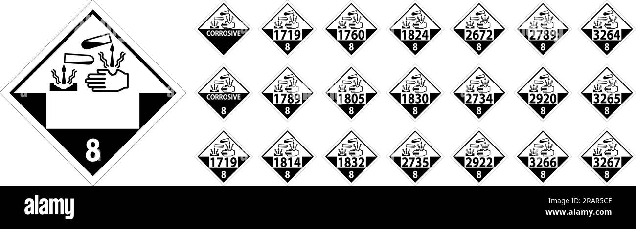 Corrosive symbol warning label Black and White Stock Photos & Images ...