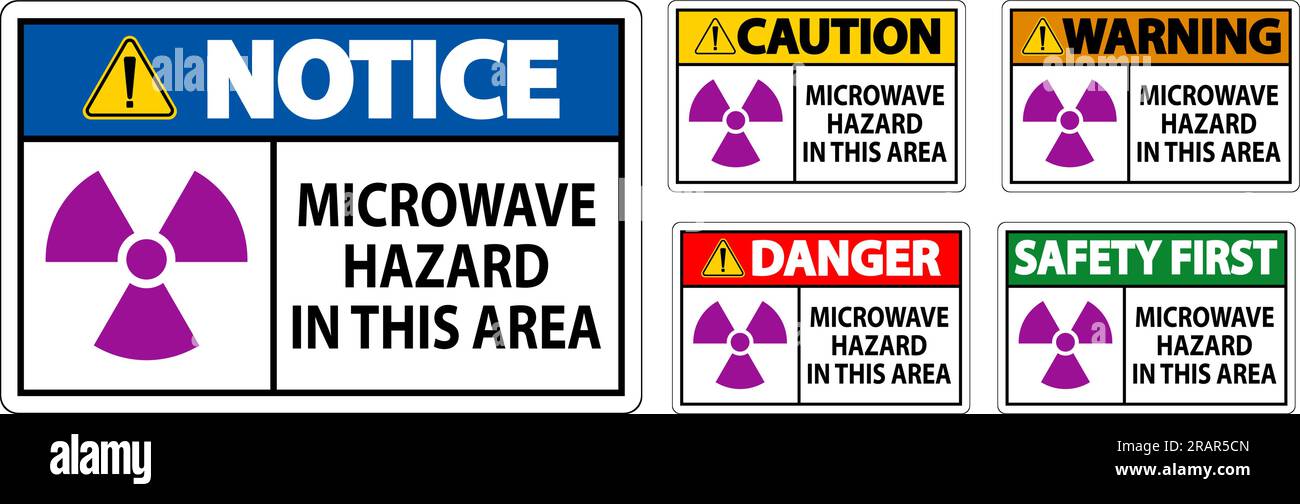 Notice Sign Microwave Hazard Area Stock Vector Image & Art - Alamy