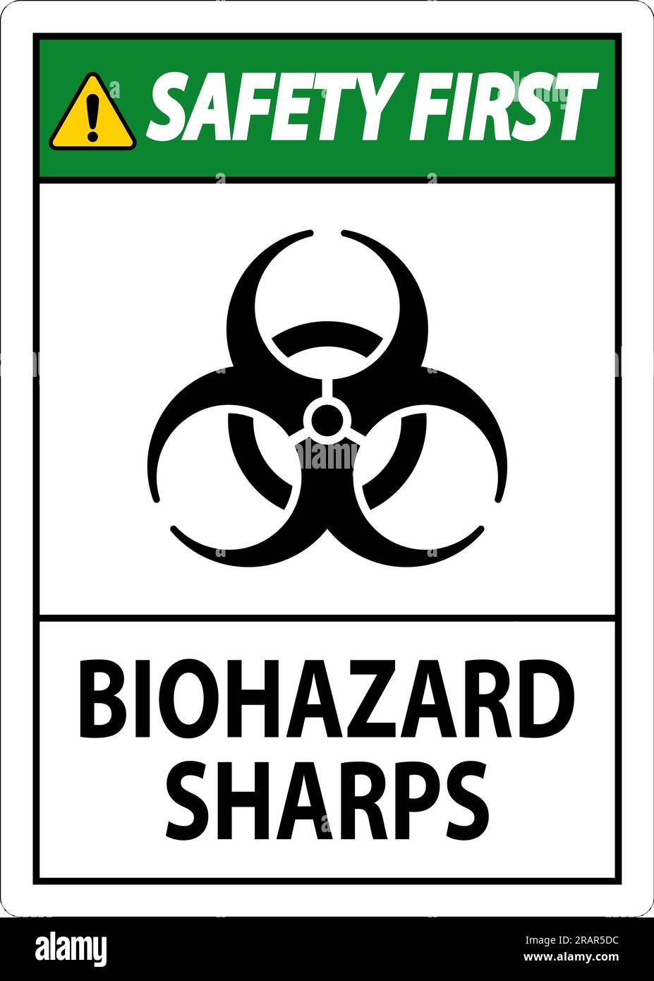 Safety First Biohazard Label, Biohazard Sharps Stock Vector Image & Art ...
