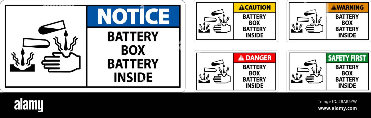 Notice Battery Box Battery Inside Sign With Symbol Stock Vector Image ...