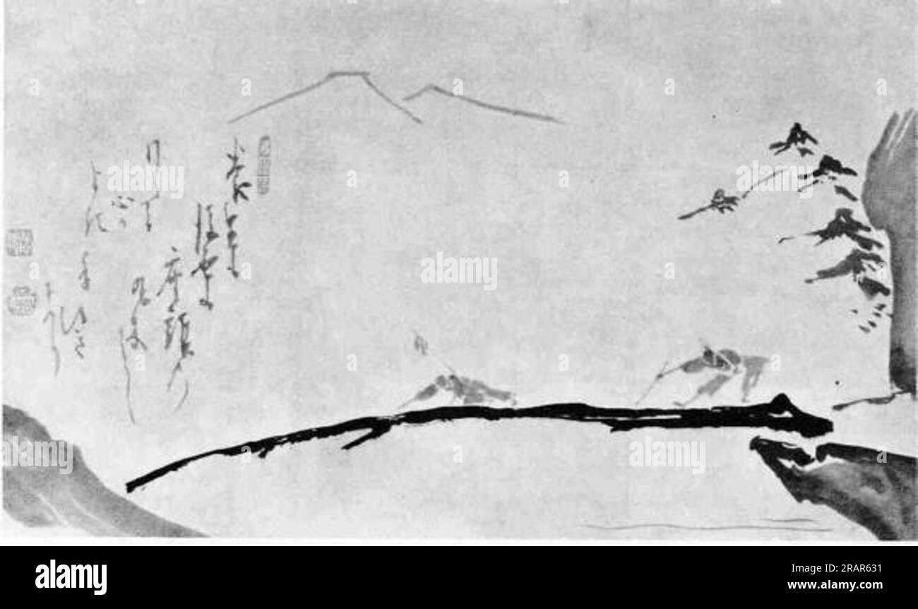 Blind men crossing the bridge, ekaku hi-res stock photography and ...