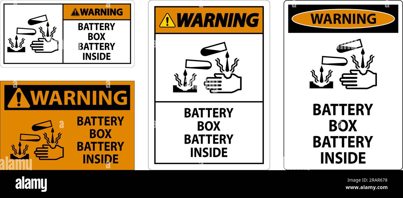 Warning Battery Box Battery Inside Sign With Symbol Stock Vector Image ...