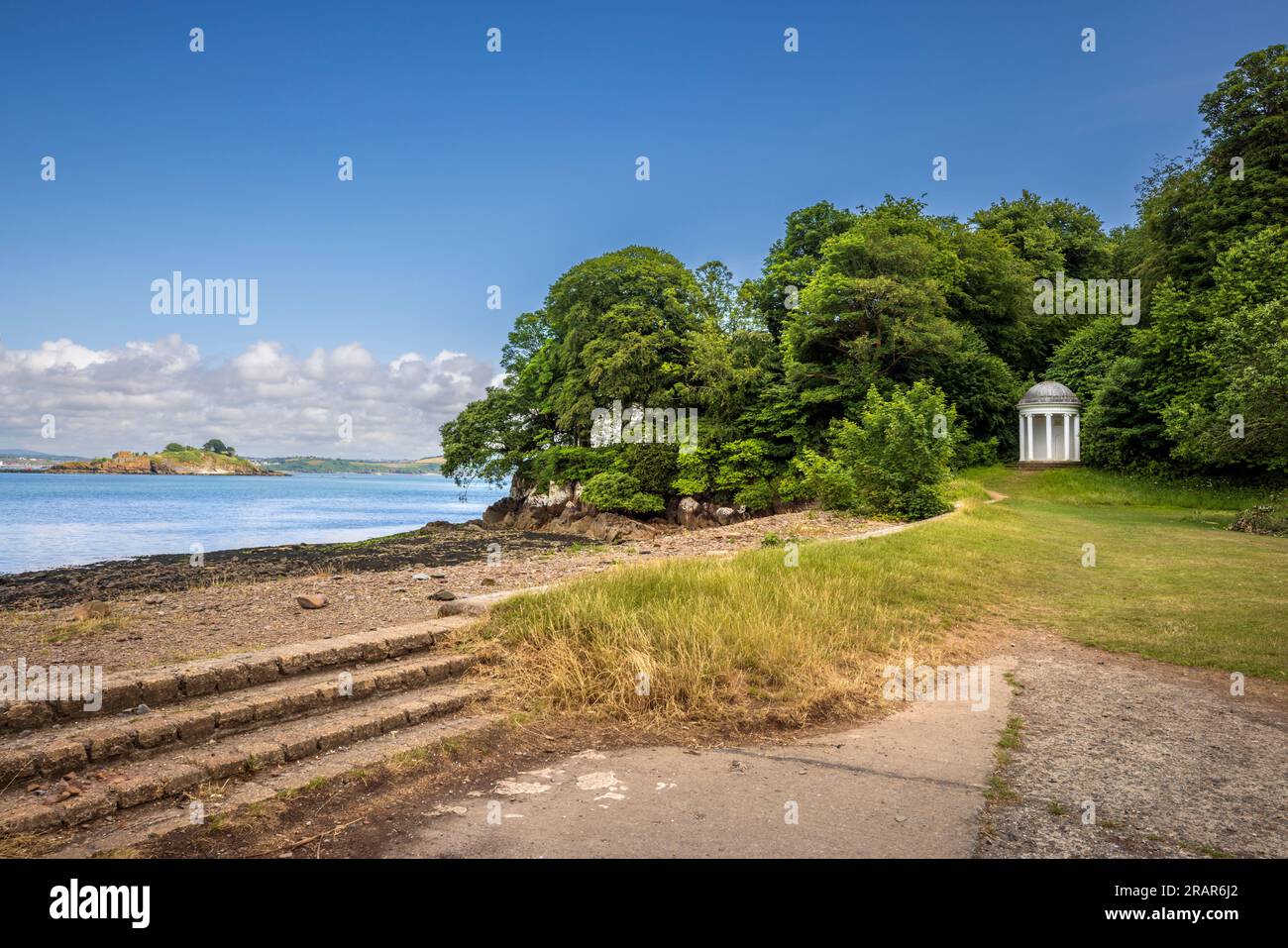 Milton’s Temple and the coast at Mount Edgcumbe Country Park, Cremyll ...