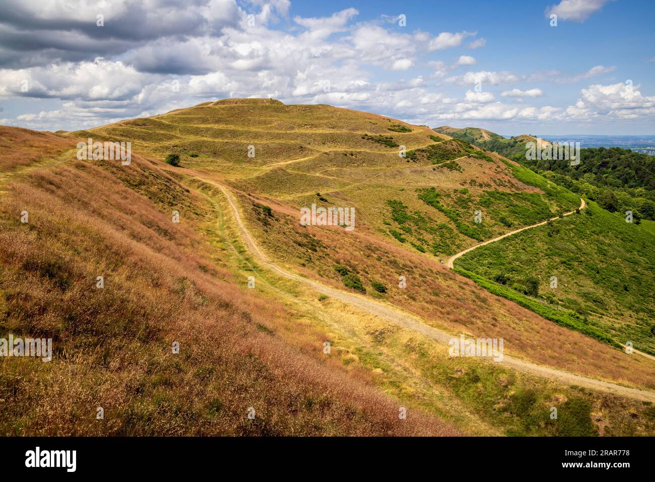The ramparts of British Camp Iron Age Hillfort, Malverns, Herefordshire ...