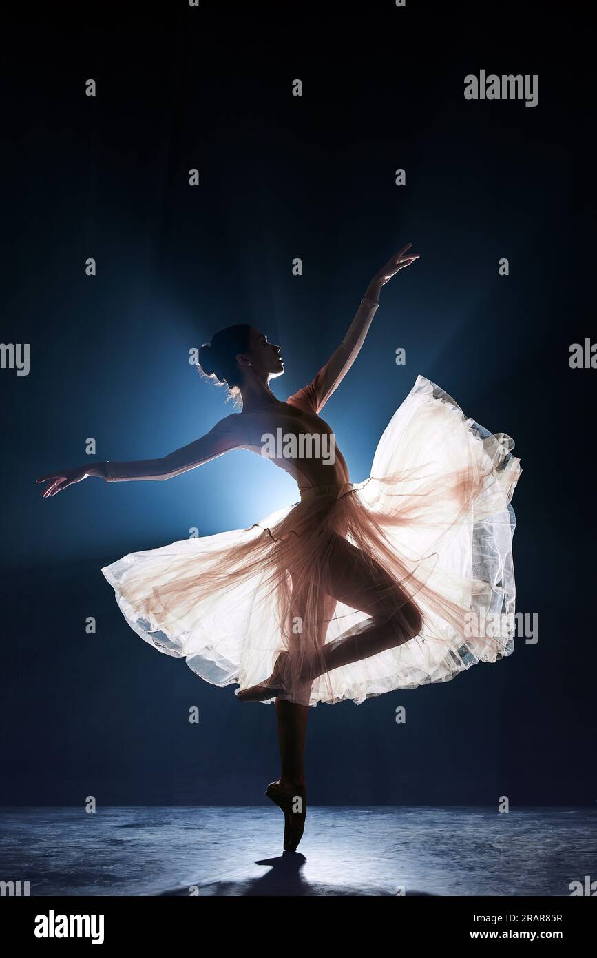 Theatrical performance. Beautiful, tender, graceful ballerina dancing ...