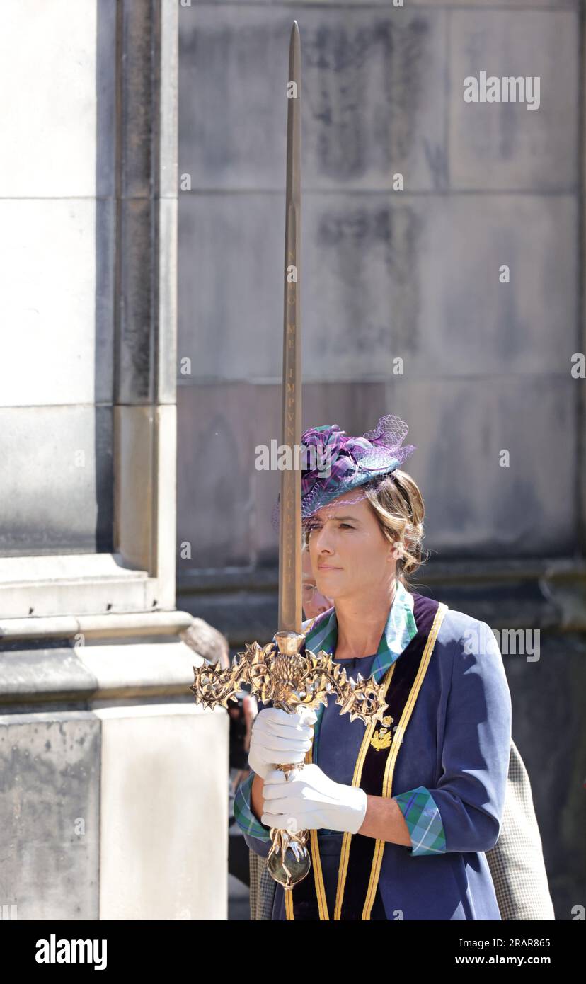 Dame Katherine Grainger carries The Elizabeth Sword, which forms part ...