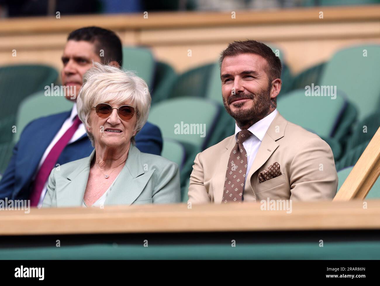 David Beckham and his mother Sandra Beckham in the royal box of centre ...
