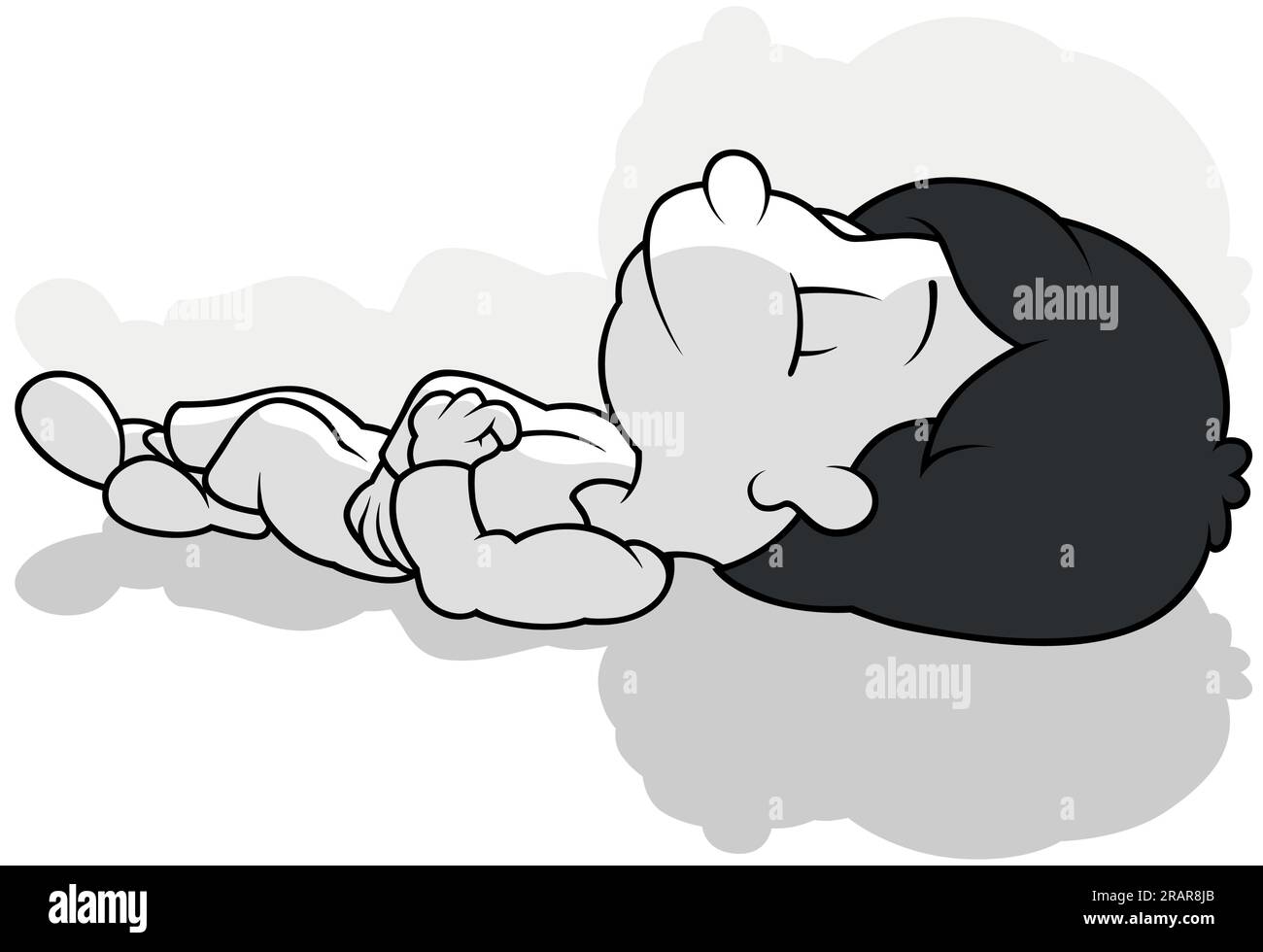 Drawing of a Boy Sleeping on the Ground Stock Vector Image & Art - Alamy