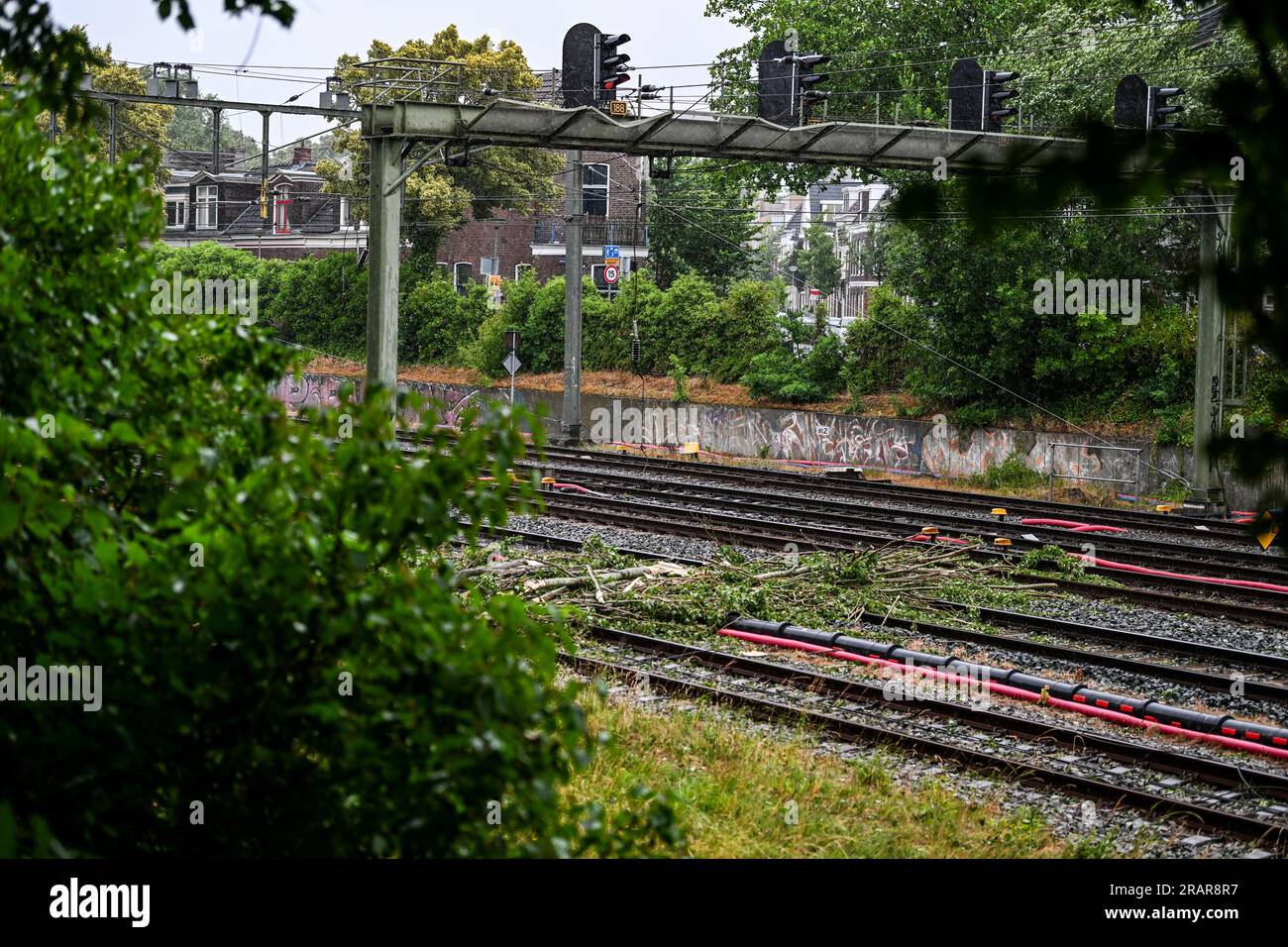 GRONINGEN - Damage to the track and a broken overhead line due to a ...