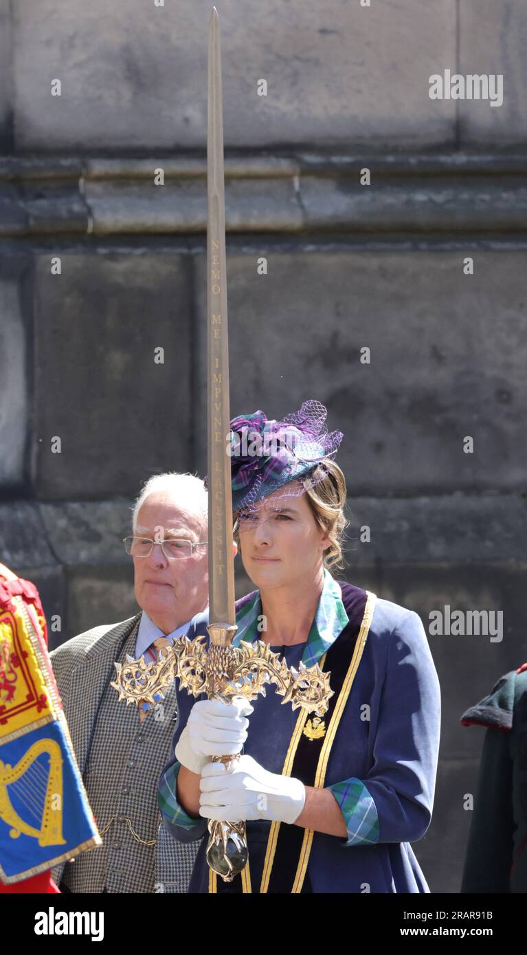 Dame Katherine Grainger carries The Elizabeth Sword, which forms part ...